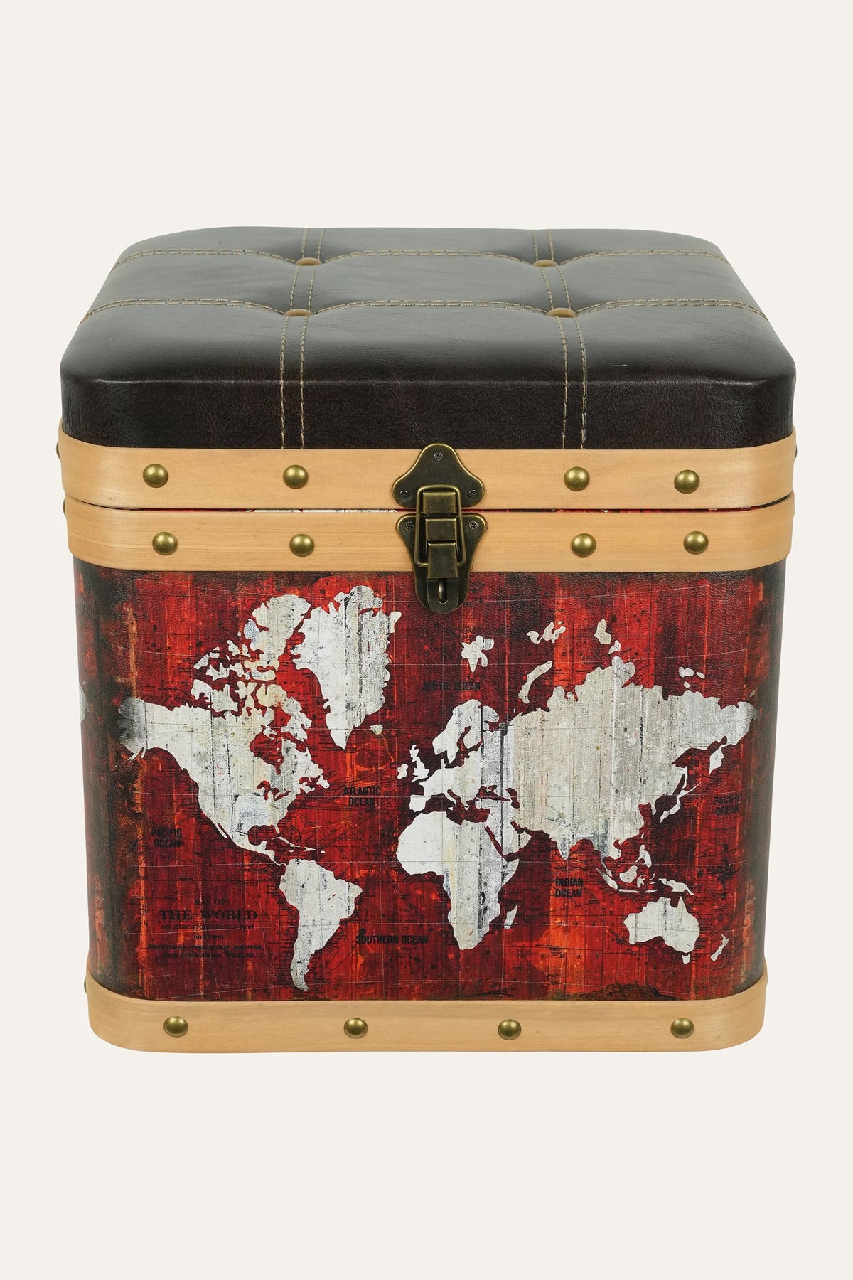 Antique World Map Keepsake Box Rustic Red | Storage & Vintage Decor Box